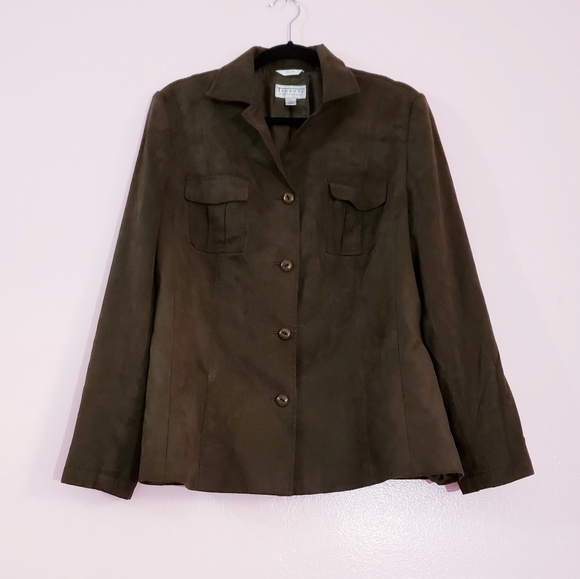 Talbots | Jackets & Coats | Talbots Collection Olive Green Faux Suede ...